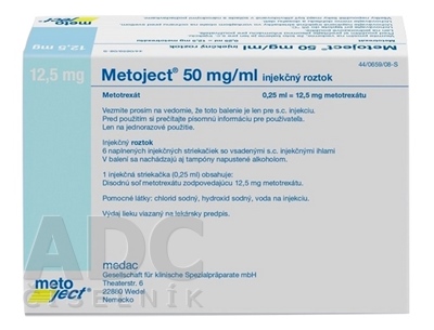 Metoject 50 mg/ml injekčný roztok - ADC.sk