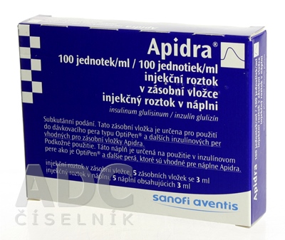 Apidra 100 jednotiek/ml inj. roztok v náplni - ADC.sk